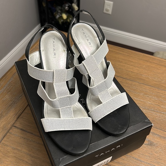 Tahari | Shoes | Sexy Black White 3inch Tahari Strappy Heels | Poshmark